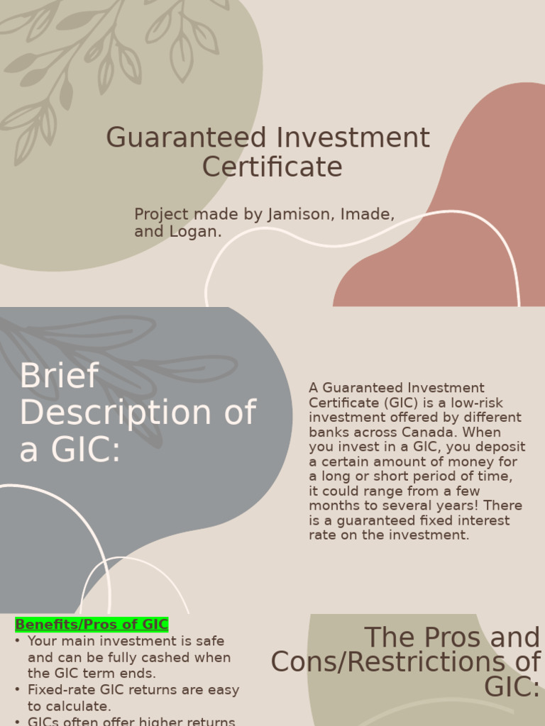 Guaranteed Investment Certificate: Project Made by Jamison, Imade, and ...