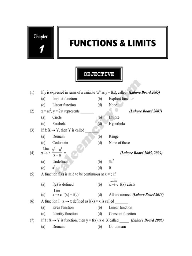 WPDF 2nd Year Math MCQs Ch-1taleemcity | PDF