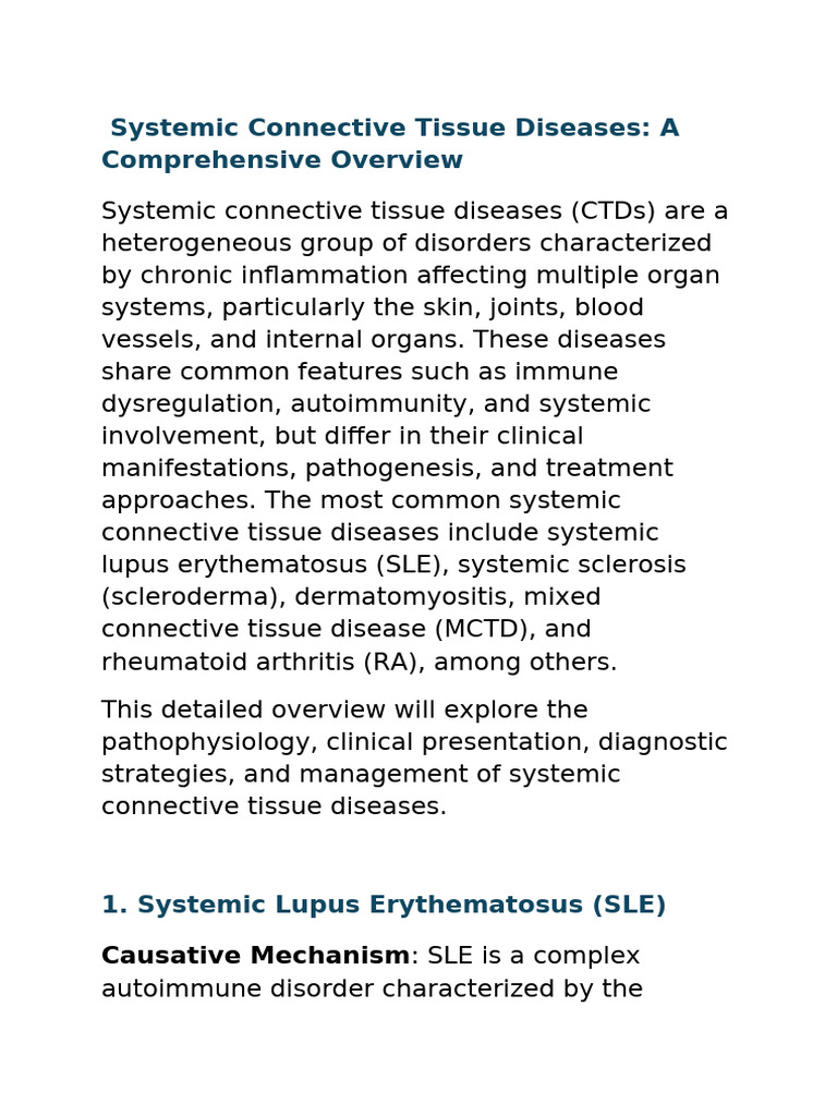 Overview of Systemic Connective Tissue Diseases | PDF | Rheumatoid ...