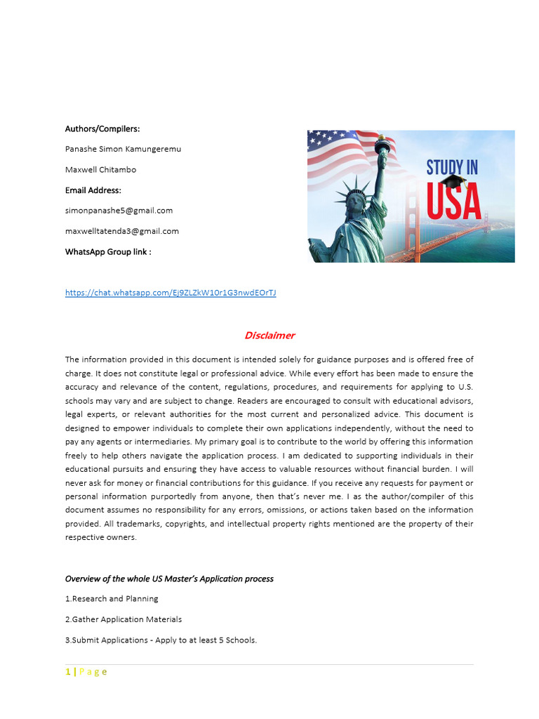 Guide For USA Master's Application | PDF | Cost Of Living | Loans