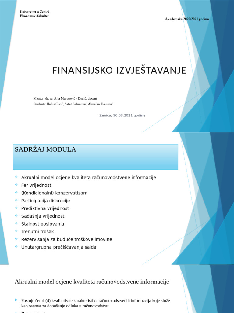 Finansijsko Izvještavanje PREZENTACIJA | PDF