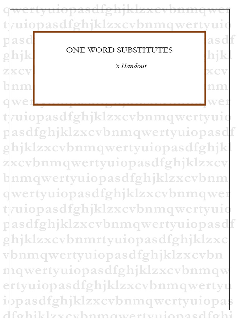 One word substitute Student's Hand Out | PDF
