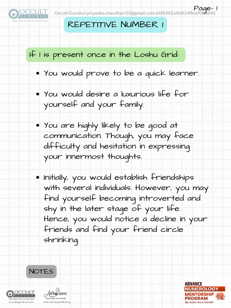 Repetitive Number Astro Arun Pandit Advanced Numerology Notes | PDF ...