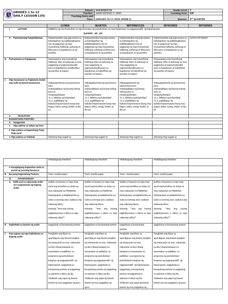 DLL - Esp 5 - Q3 - W5 | PDF