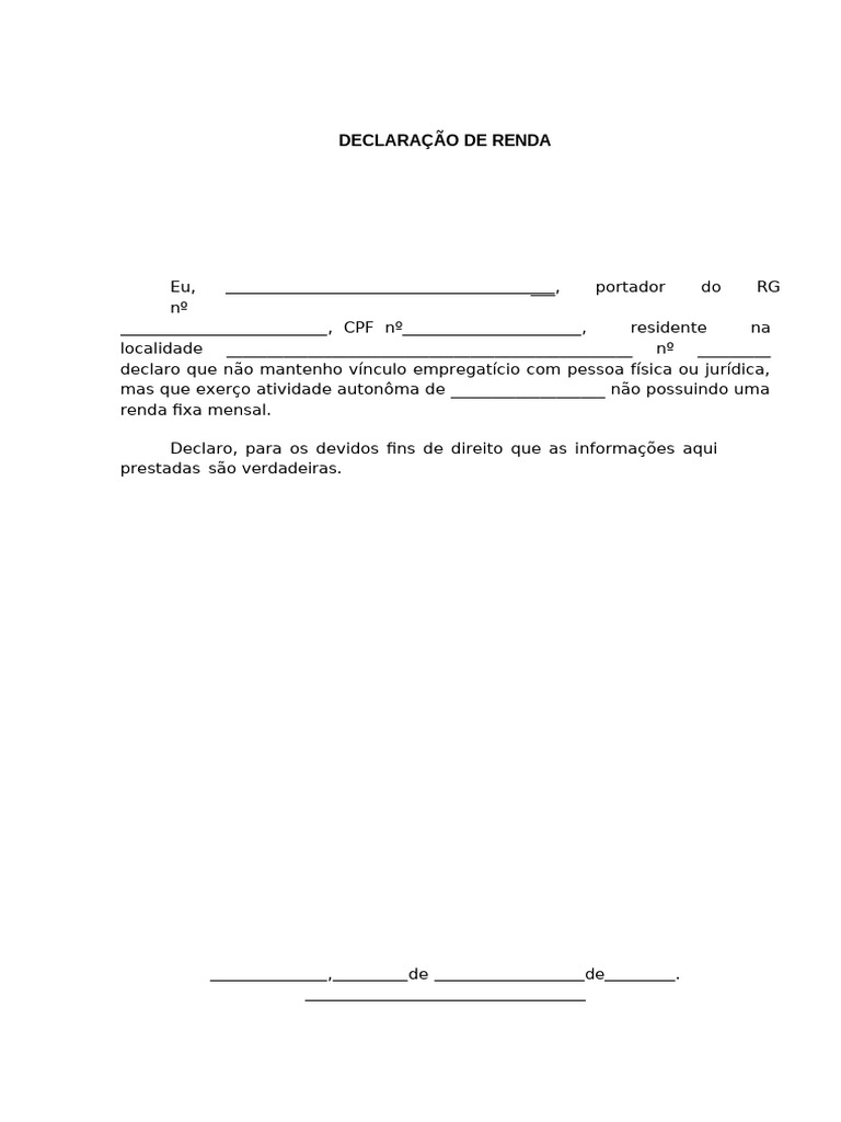 Modelo de Declaração de Renda | PDF