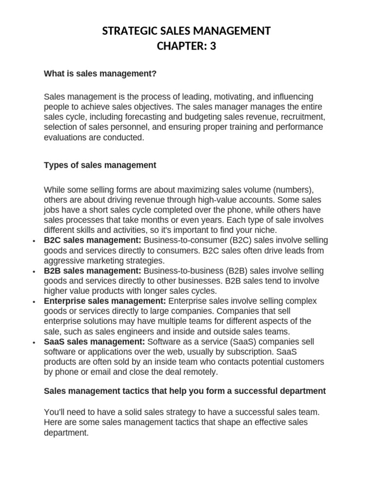 Effective Sales Management Strategies | PDF | Sales | Customer ...