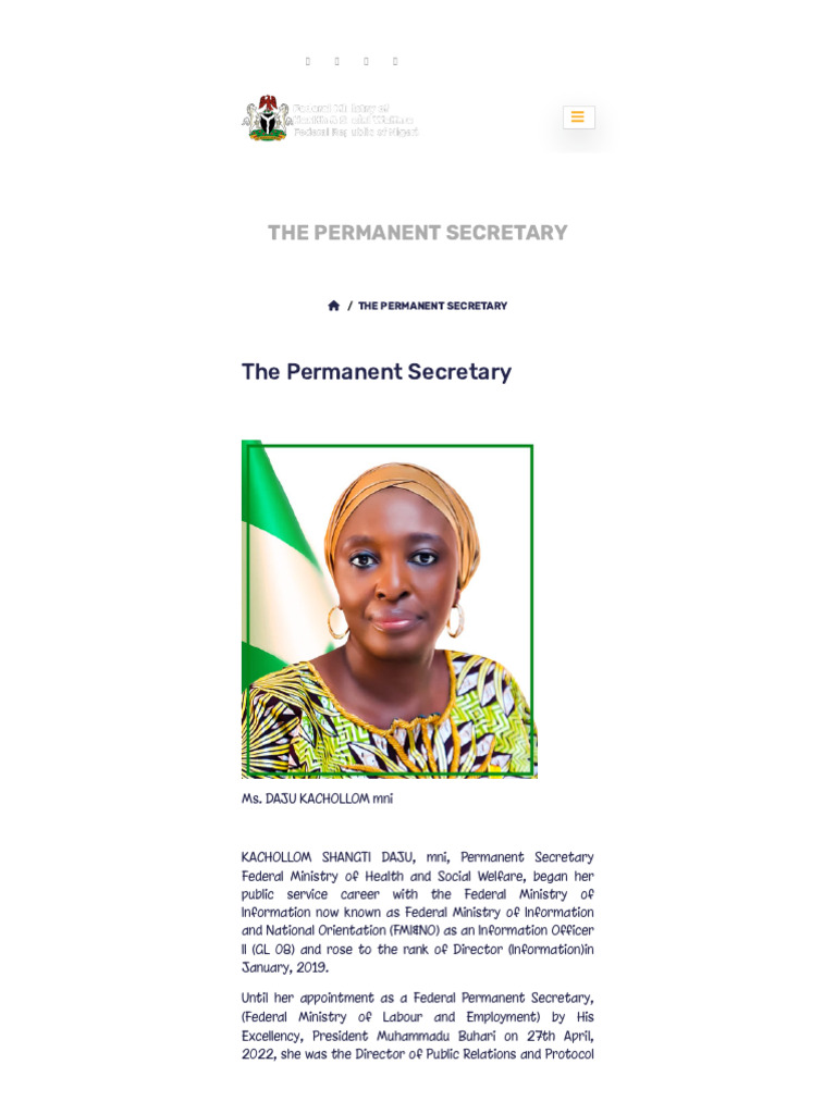 The PERMANENT SECRETARY - Federal Ministry of Health and Social Welfare ...