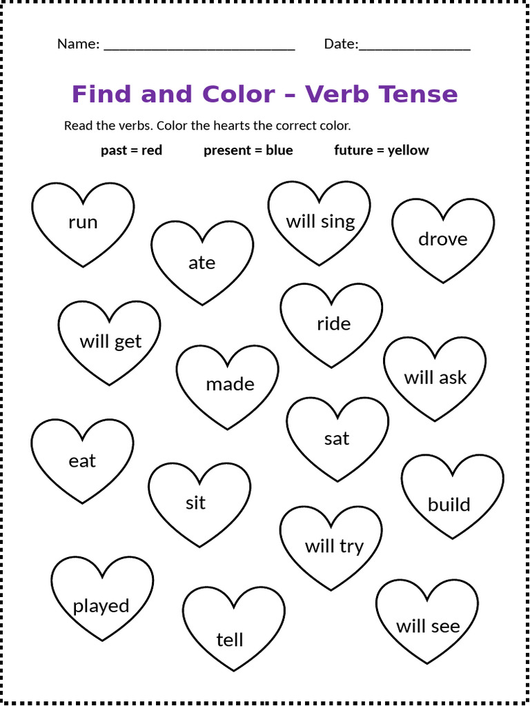 Verb Tense Coloring | PDF