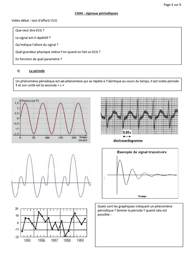 Signaux périodiques et ECG expliqué | PDF | Fréquence | Tension électrique
