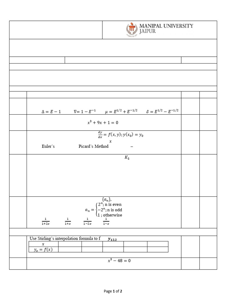 MA1002 Computational Mathematics ETE Question Paper - Set 1 - (To upload) | PDF | Vertex (Graph ...