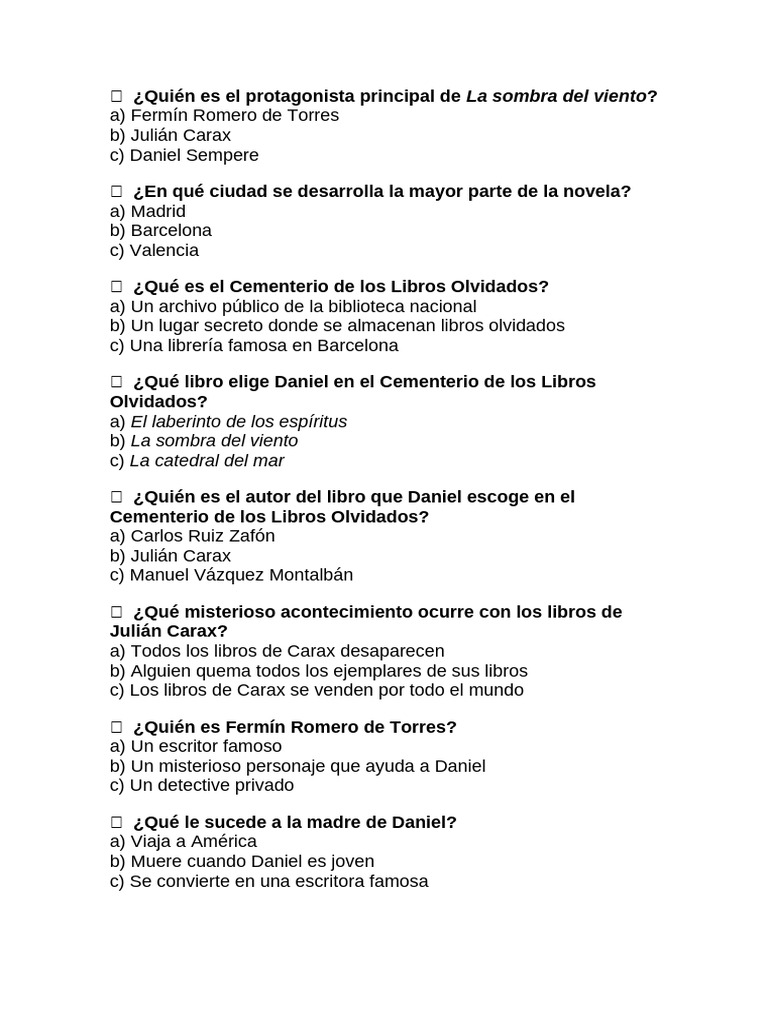 Personajes y Temas en "La Sombra del Viento" | PDF