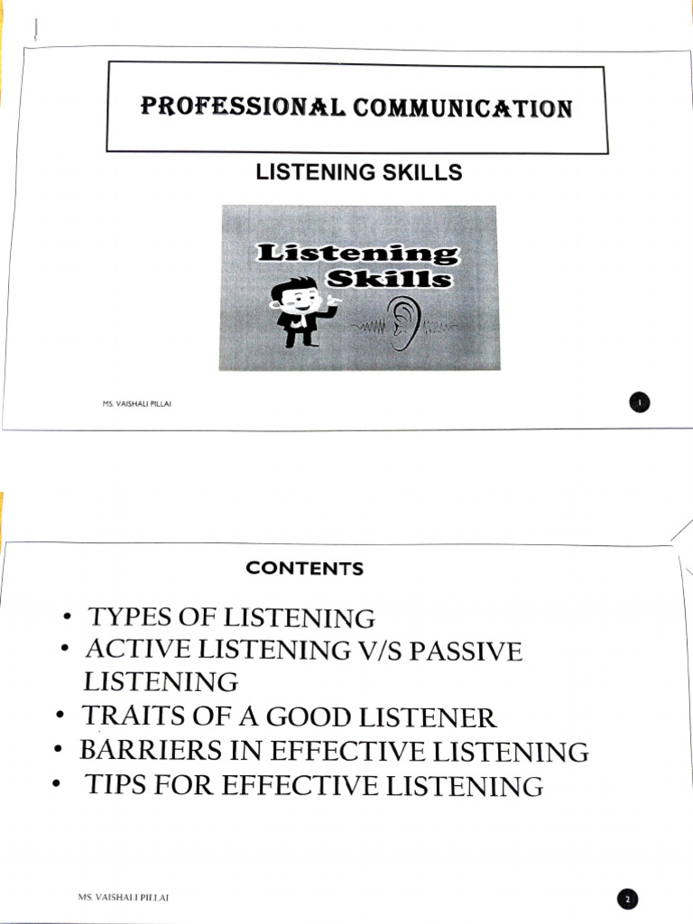 Professional Communication Unit 2 Listening Skills | PDF