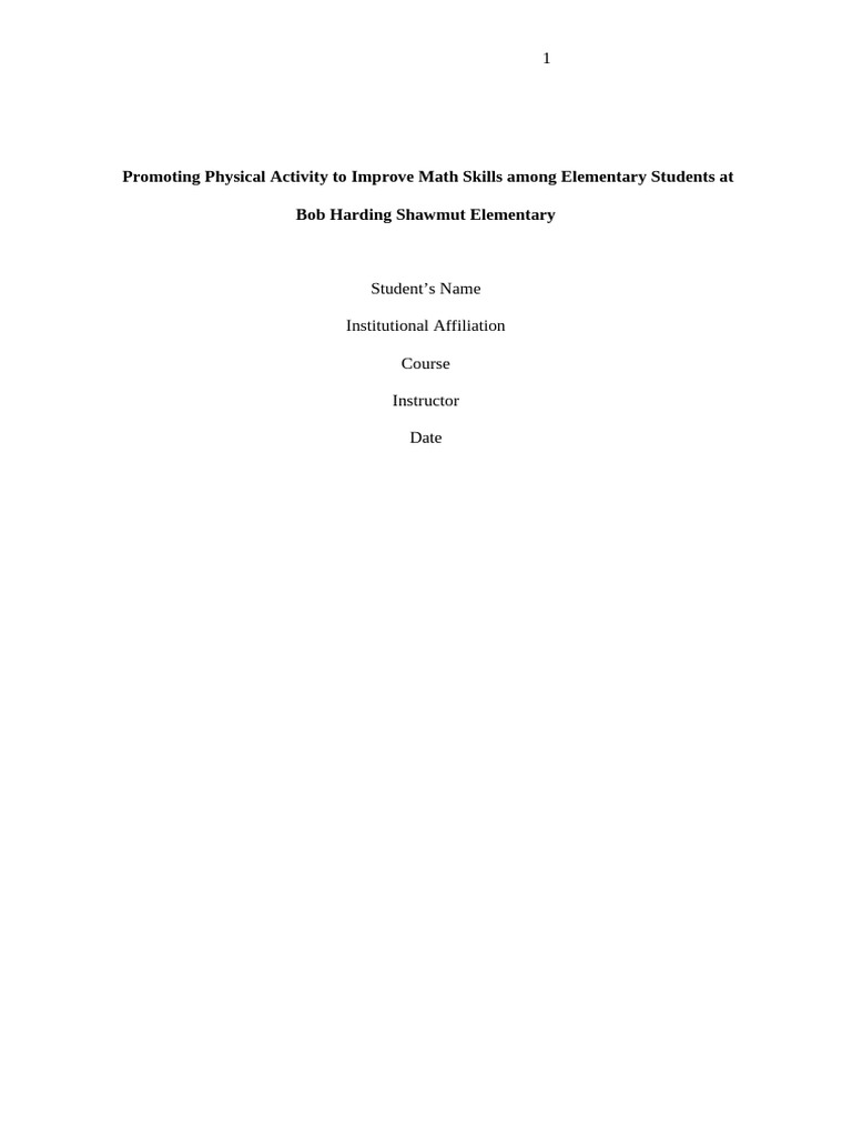 Physical Activity and Math Performance-Data Collection | PDF ...