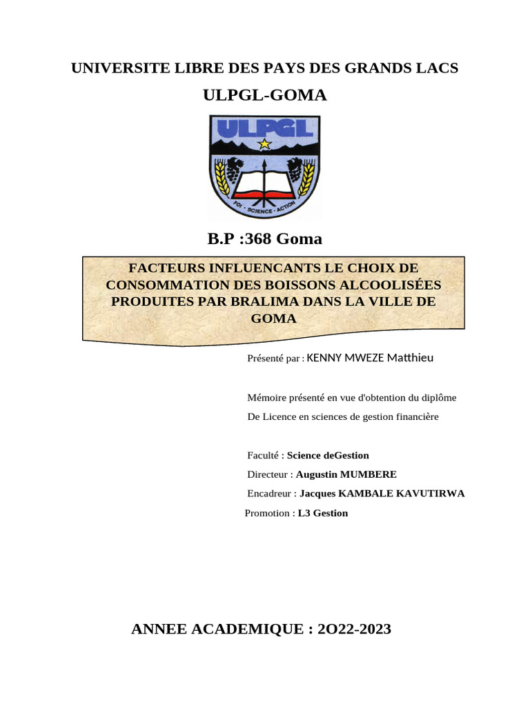 Facteurs influençant la consommation Bralima | PDF | Consommation ...