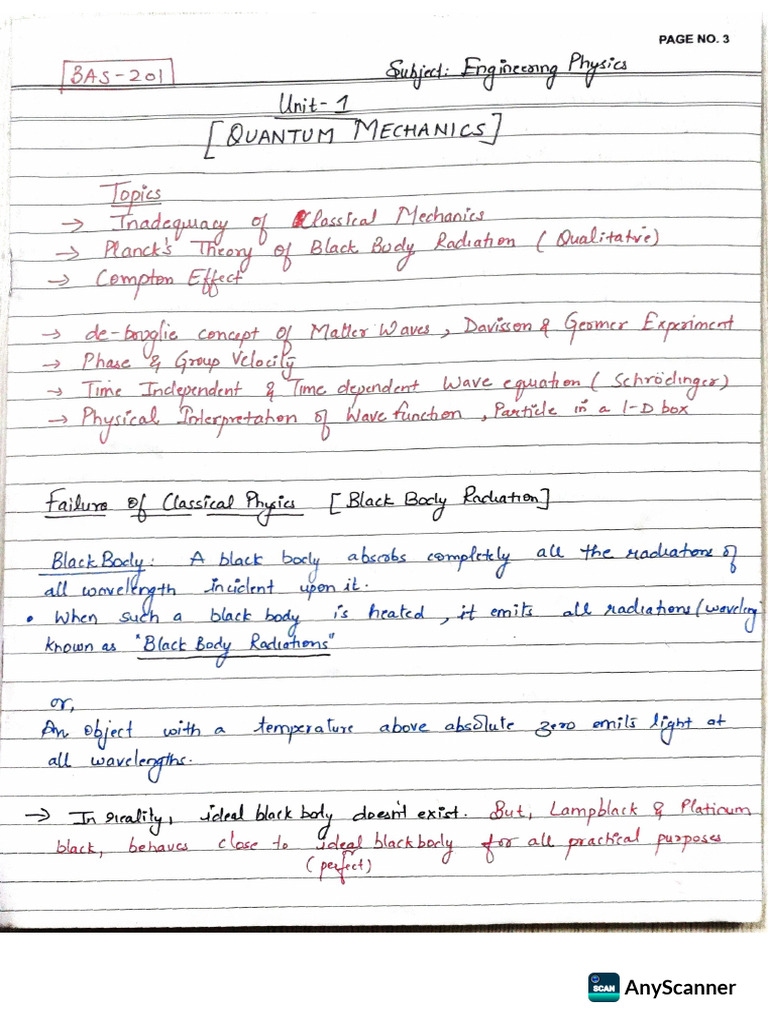 Unit-1 Notes - Quantum Mechanics | PDF