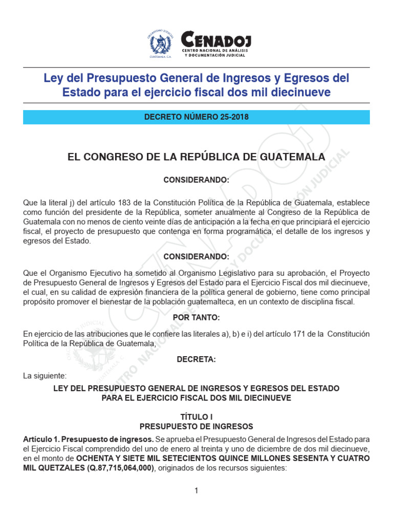 D25-2018 | PDF | Guatemala | Ministerio (Departamento de Gobierno)