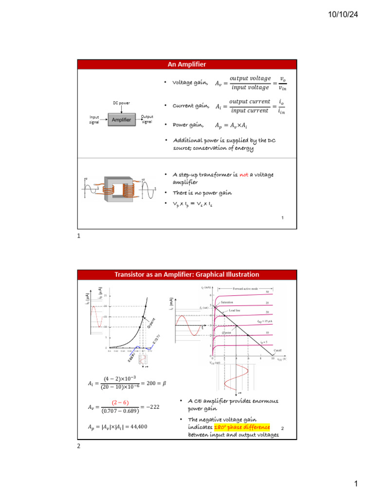 Unt-06 - Transistor Amplifiers - Handout - 2S | PDF | Amplifier | Electromagnetism