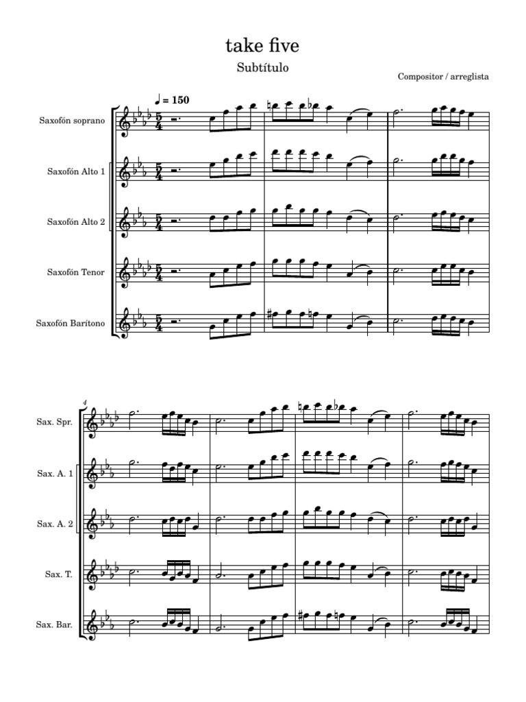 Take Five Daniel | PDF | Saxophone | Musical Instruments