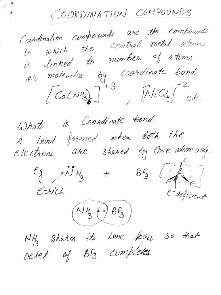 Coordination Compounds Note | PDF