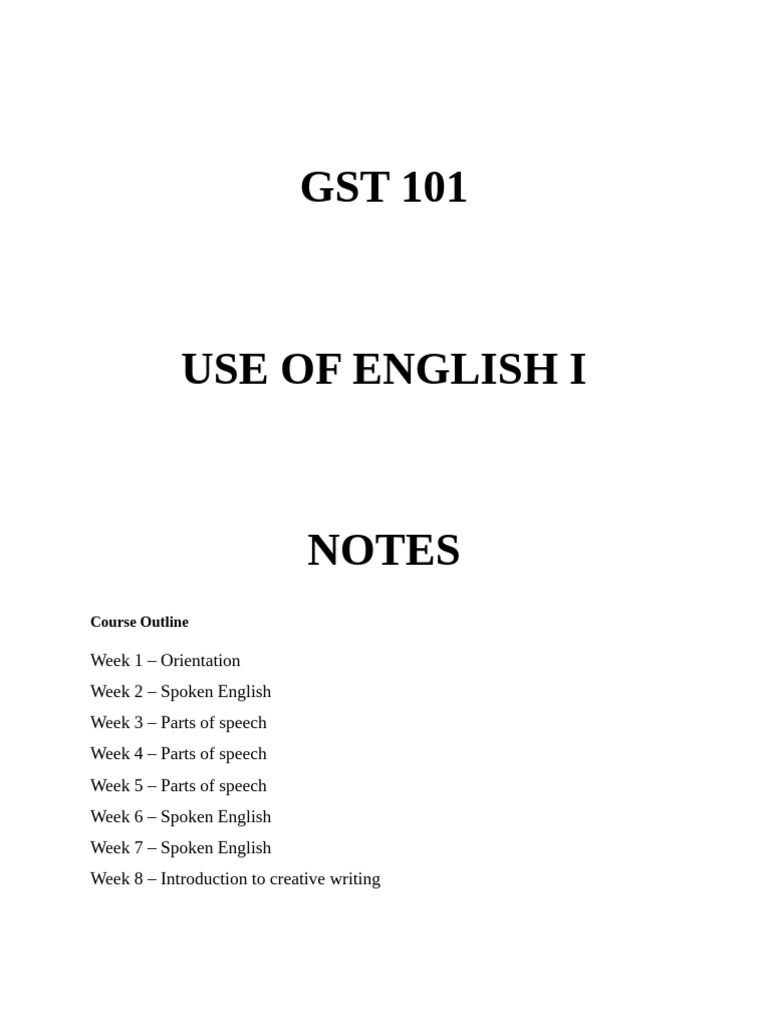 GST 101 2023-24 | PDF | Verb | Grammatical Number