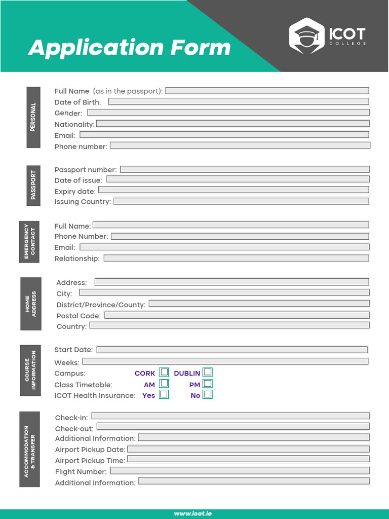ICOT College - Application Form | PDF