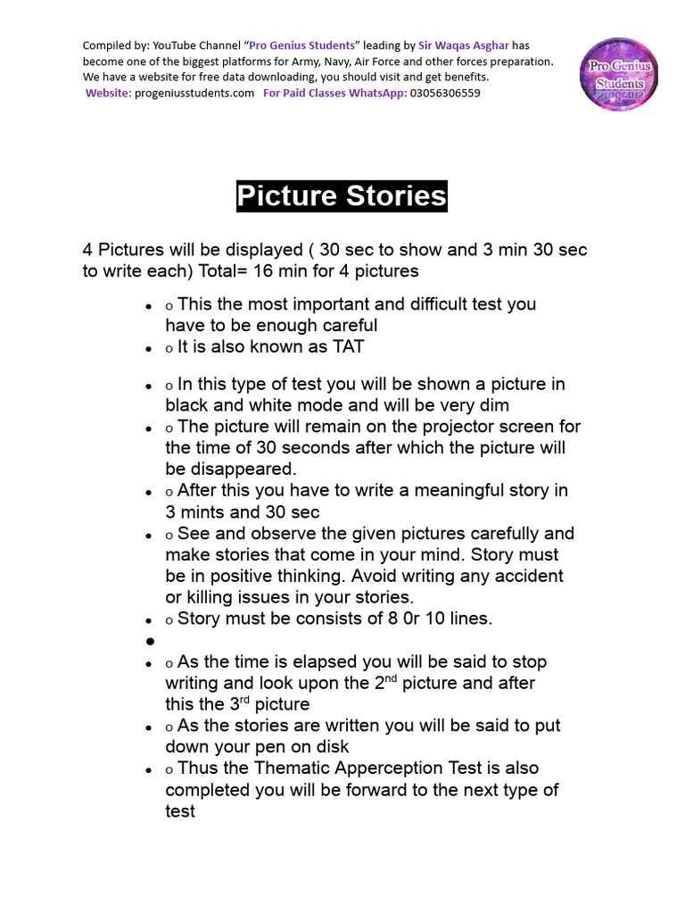 ISSB Picture Story Writing Guide | PDF