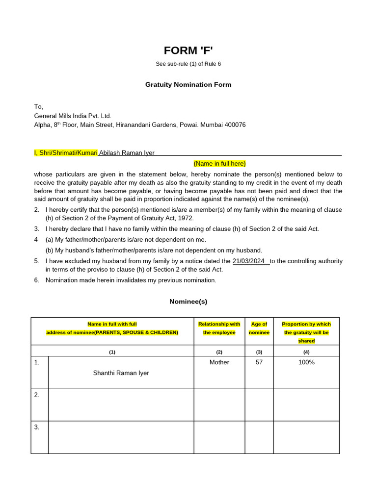 Gratuity Nomination Form | PDF | Justice | Crime & Violence