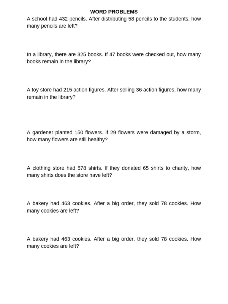 Grade 2 Practice Word Problems | PDF