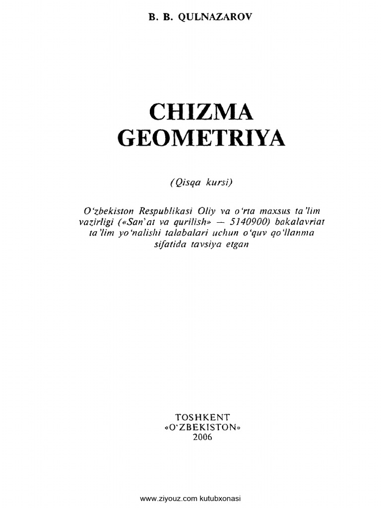 Chizma Geometriya (B.Qulnazarov) | PDF