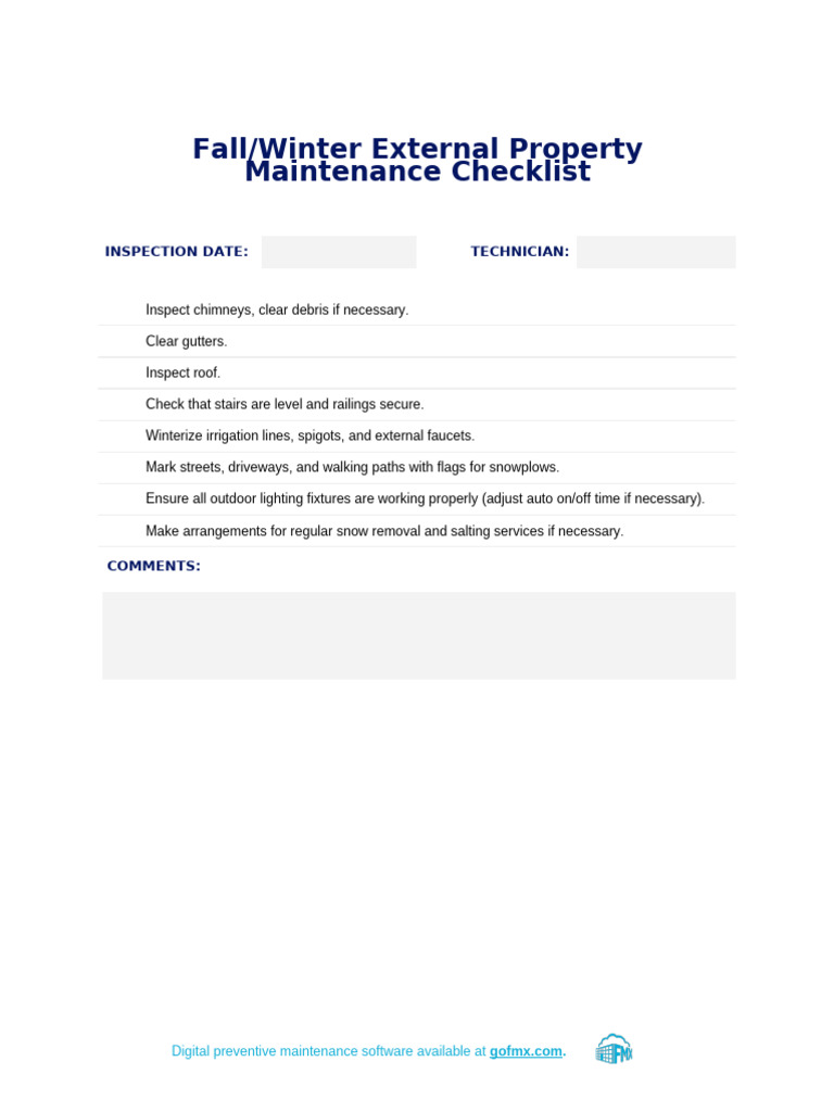 Fall-Winter External Property Maintenance Checklist | PDF