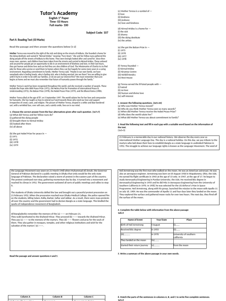 Tutor | PDF | Mother Teresa