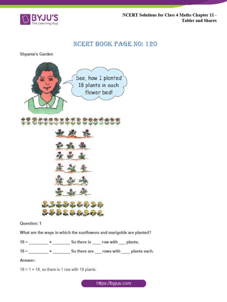 Ncert Solutions For Class 4 Maths 11 May Chapter 11 Tables and Shares | PDF