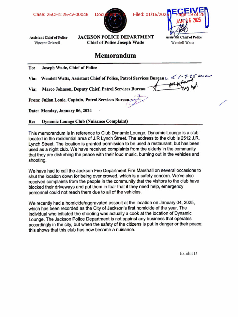 Jackson Police memo | PDF