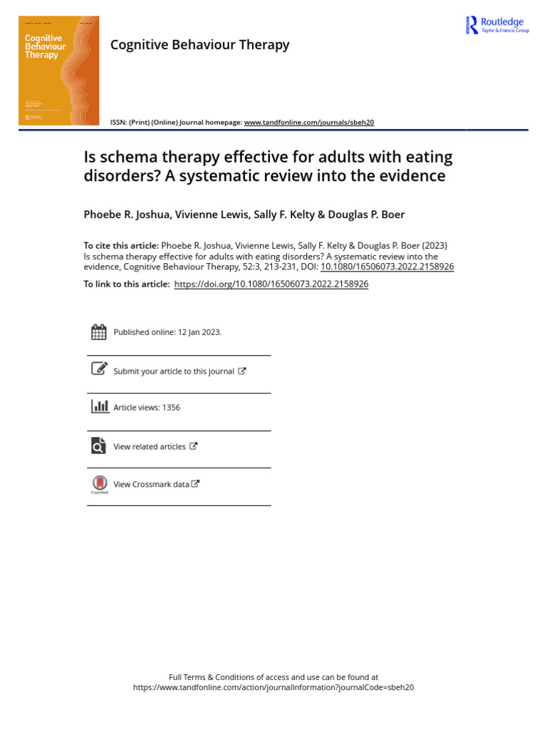 Is Schema Therapy Effective For Adults With Eating Disorders A ...