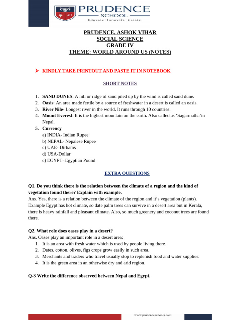 World Around Us Notes | PDF