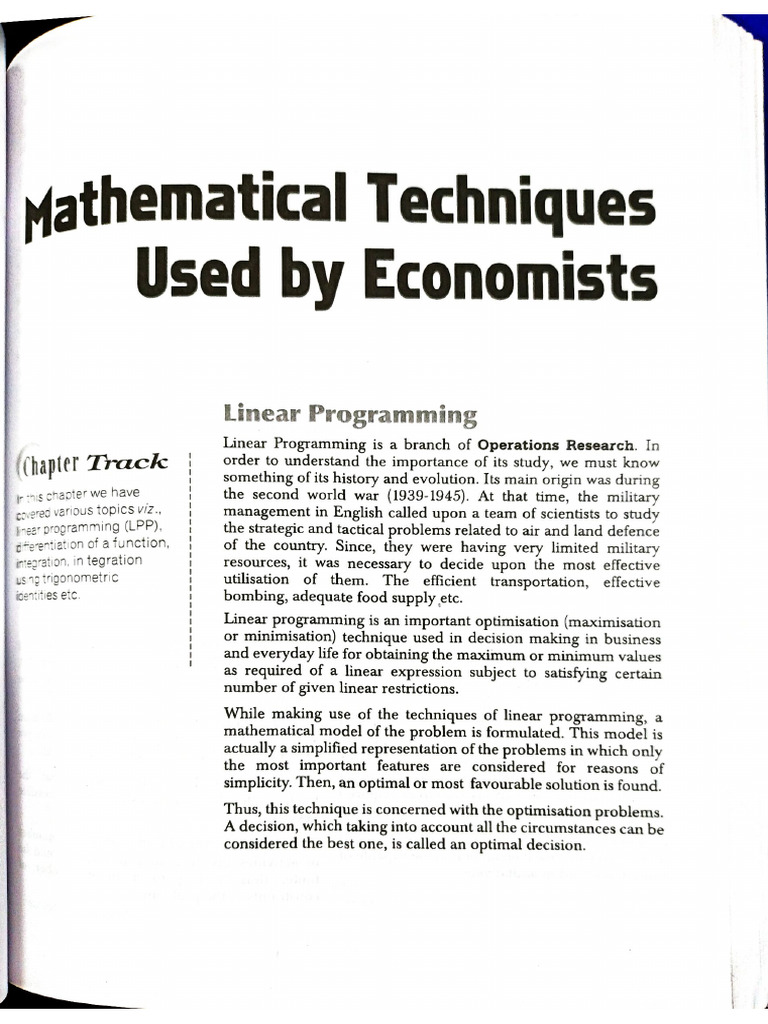 Math Techniques Used by Economist | PDF