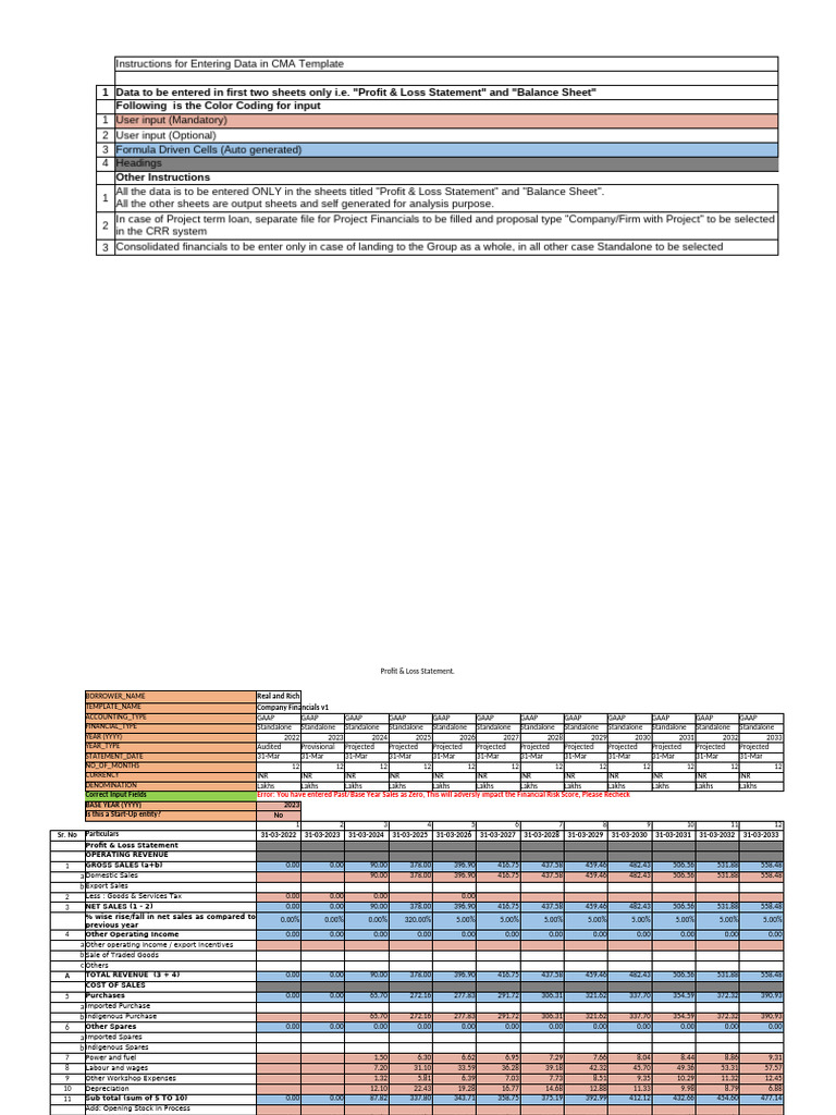 CRR CMA Template | PDF | Dividend | Expense