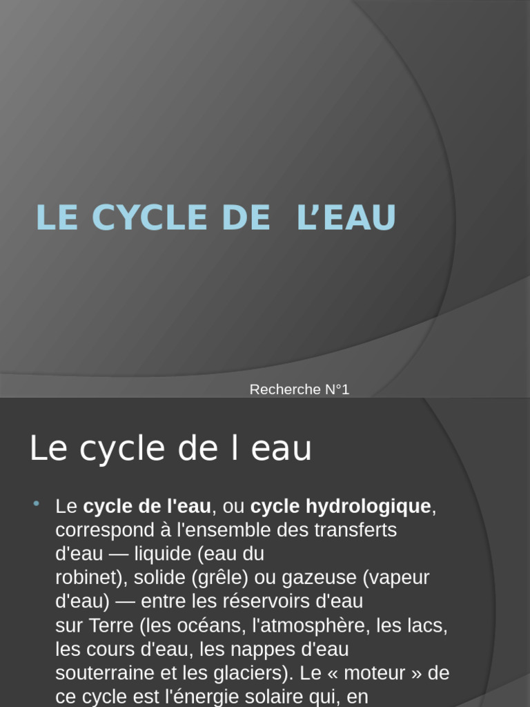 Le Cycle de L'eau | PDF | Eau | Dioxyde de carbone