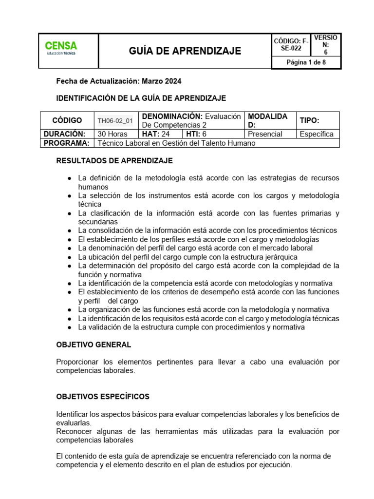 TH06-02 01 | PDF | Evaluación | Plan de estudios