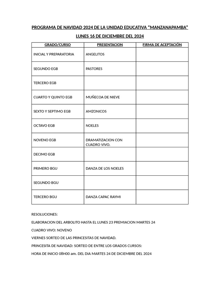 Programa Navidad 2024 | PDF