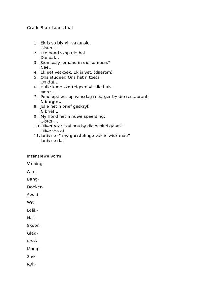 Grade 11 Afrikaans Taal | PDF