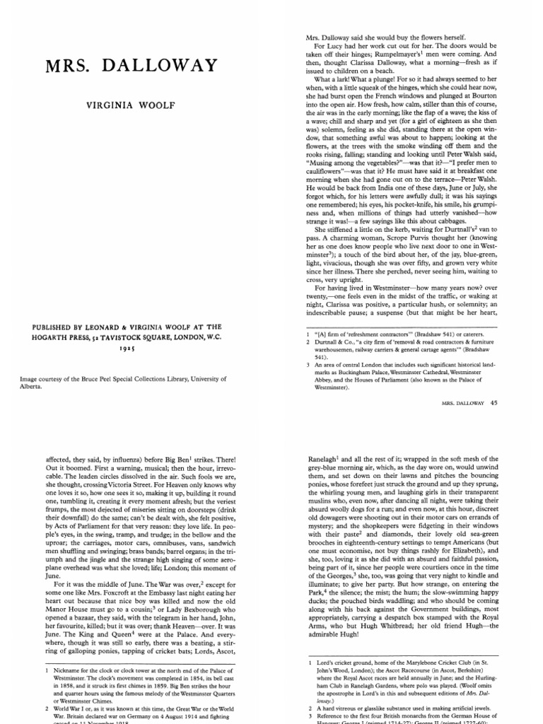 WOOLF Mrs Dalloway - Broadview Edition | PDF | Mrs Dalloway