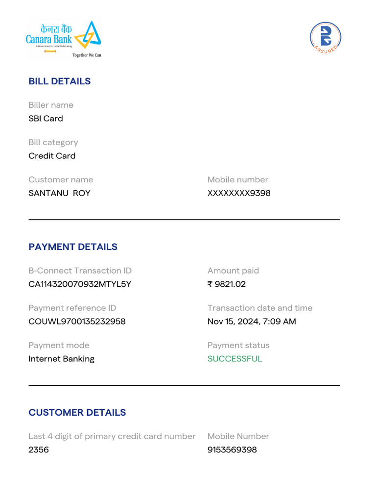 Bbps - Receipt | PDF