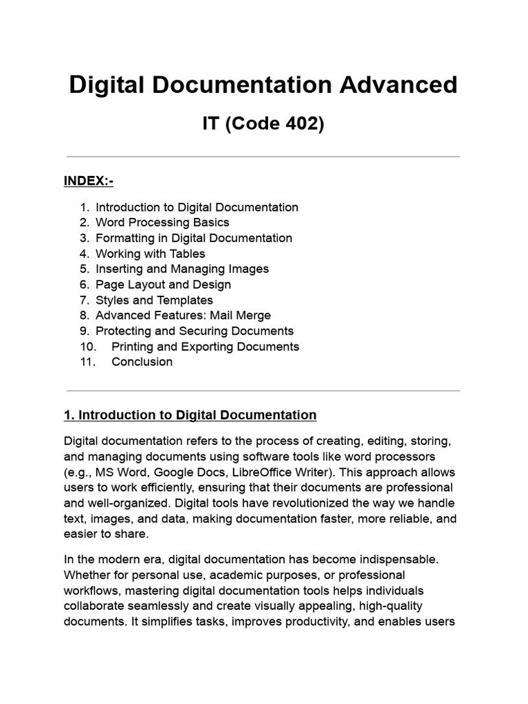 Digital Documentation Advanced | PDF | Page Layout | Microsoft Word
