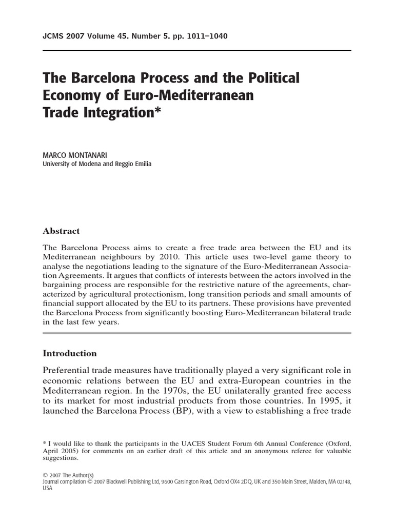 The Barcelona Process and The Political | PDF | European Union ...