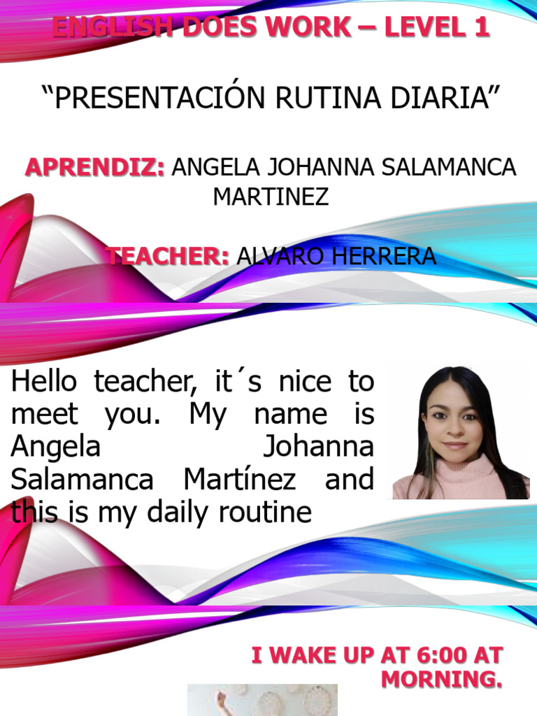 Presentación Rutina Diaria ANGELA SALAMANCA M | PDF