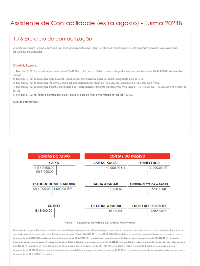 ASSISTCONTAGO2024B - 1.16 Exercício de Contabilização | PDF ...