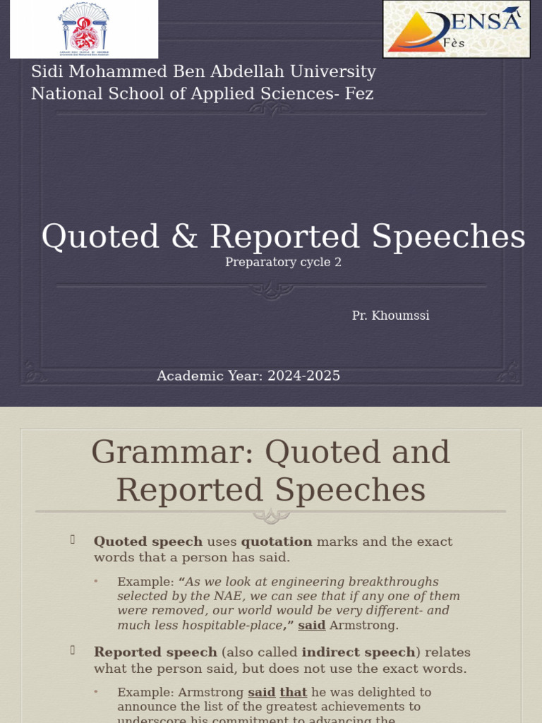 Quoted & Reported Speeches | PDF | Punctuation | Grammatical Tense