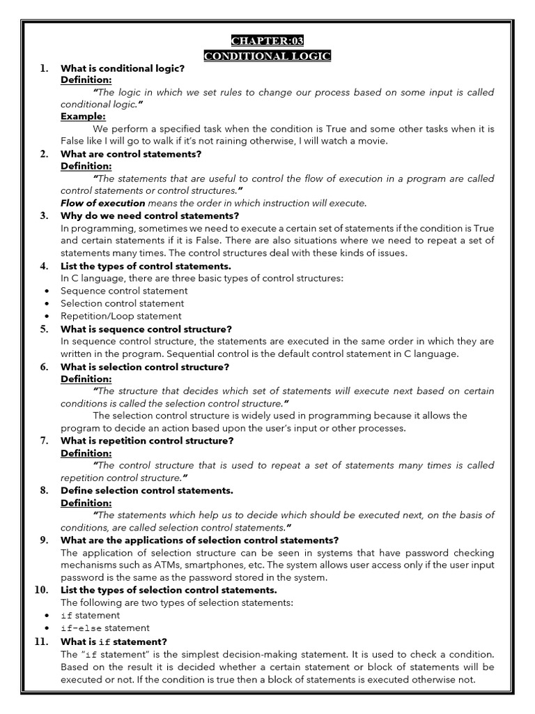 Chapter 3 SQ | PDF | Control Flow | Computer Programming