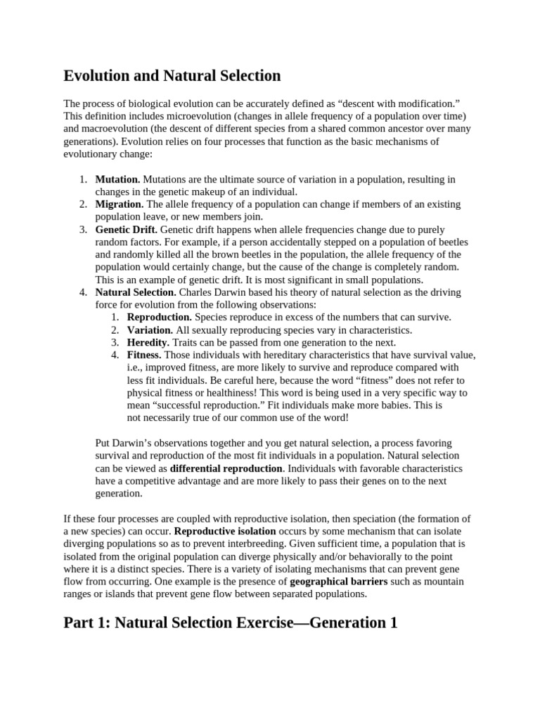 Evolution and Natural Selection | PDF | Evolution | Fitness (Biology)
